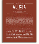 Alissa Personalized Name Meaning Art Prints – Name Stories