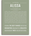 Alissa Personalized Name Meaning Art Prints – Name Stories