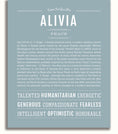 Alivia Personalized Name Meaning Art Prints – Name Stories