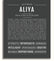 Aliya Personalized Name Meaning Art Prints – Name Stories