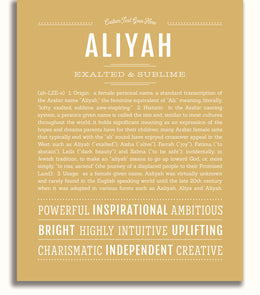 Aliyah Personalized Name Meaning Art Prints – Name Stories