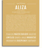 Aliza Personalized Name Meaning Art Prints – Name Stories