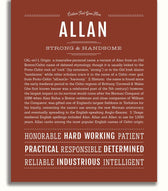 Allan Personalized Name Meaning Art Prints – Name Stories