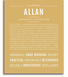 Allan Personalized Name Meaning Art Prints – Name Stories