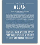 Allan Personalized Name Meaning Art Prints – Name Stories