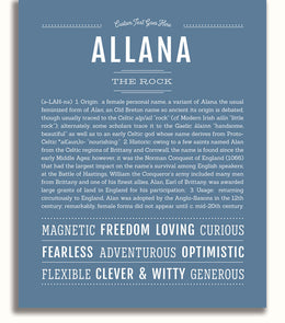 Allana Personalized Name Meaning Art Prints – Name Stories