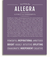 Allegra Personalized Name Meaning Art Prints – Name Stories
