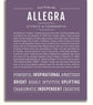 Allegra Personalized Name Meaning Art Prints – Name Stories