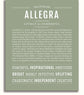 Allegra Personalized Name Meaning Art Prints – Name Stories