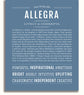 Allegra Personalized Name Meaning Art Prints – Name Stories