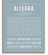 Allegra Personalized Name Meaning Art Prints – Name Stories