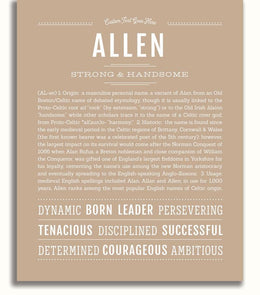 Allen Personalized Name Meaning Art Prints – Name Stories