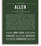Allen Personalized Name Meaning Art Prints – Name Stories