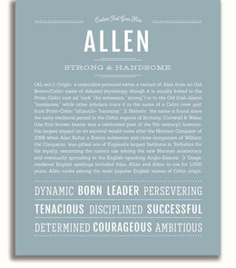 Allen Personalized Name Meaning Art Prints – Name Stories