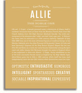 Allie Personalized Name Meaning Art Prints – Name Stories