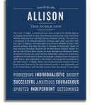 Allison Personalized Name Meaning Art Prints – Name Stories