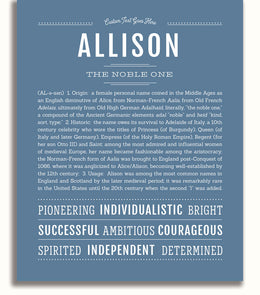 Allison | Name Art Print – Name Stories