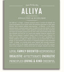 Alliya Personalized Name Meaning Art Prints – Name Stories