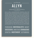 Allyn (female) | Name Art Print – Name Stories