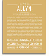 Allyn Personalized Name Meaning Art Prints – Name Stories