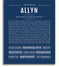 Allyn (female) | Name Art Print – Name Stories