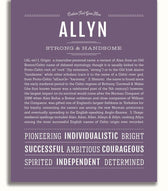 Allyn Personalized Name Meaning Art Prints – Name Stories