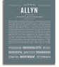 Allyn Personalized Name Meaning Art Prints – Name Stories