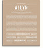 Allyn Personalized Name Meaning Art Prints – Name Stories