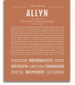 Allyn Personalized Name Meaning Art Prints – Name Stories