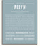 Allyn Personalized Name Meaning Art Prints – Name Stories