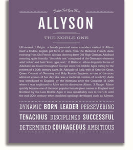Allyson | Name Art Print – Name Stories