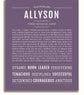 Allyson Personalized Name Meaning Art Prints – Name Stories
