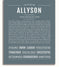 Allyson Personalized Name Meaning Art Prints – Name Stories