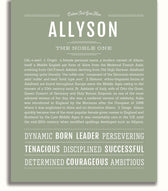 Allyson Personalized Name Meaning Art Prints – Name Stories