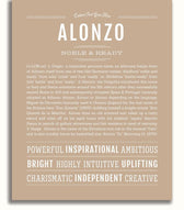 Alonzo Personalized Name Meaning Art Prints – Name Stories