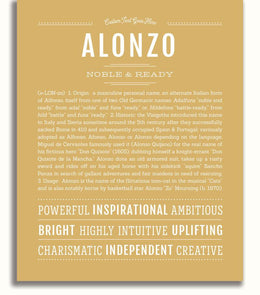 Alonzo Personalized Name Meaning Art Prints – Name Stories