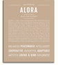 Alora Personalized Name Meaning Art Prints – Name Stories