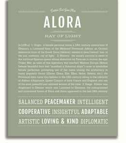 Alora Personalized Name Meaning Art Prints – Name Stories