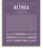 Althea Personalized Name Meaning Art Prints – Name Stories