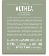 Althea Personalized Name Meaning Art Prints – Name Stories