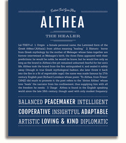 Althea Personalized Name Meaning Art Prints – Name Stories