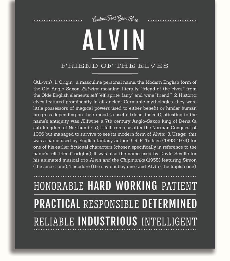 Alvin Personalized Name Meaning Art Prints – Name Stories