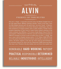 Alvin Personalized Name Meaning Art Prints – Name Stories