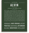 Alvin Personalized Name Meaning Art Prints – Name Stories