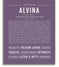 Alvina Personalized Name Meaning Art Prints – Name Stories