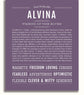 Alvina Personalized Name Meaning Art Prints – Name Stories
