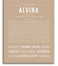 Alvina Personalized Name Meaning Art Prints – Name Stories