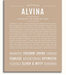 Alvina Personalized Name Meaning Art Prints – Name Stories