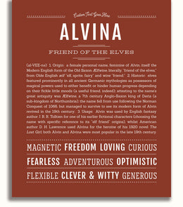 Alvina Personalized Name Meaning Art Prints – Name Stories