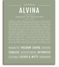 Alvina Personalized Name Meaning Art Prints – Name Stories